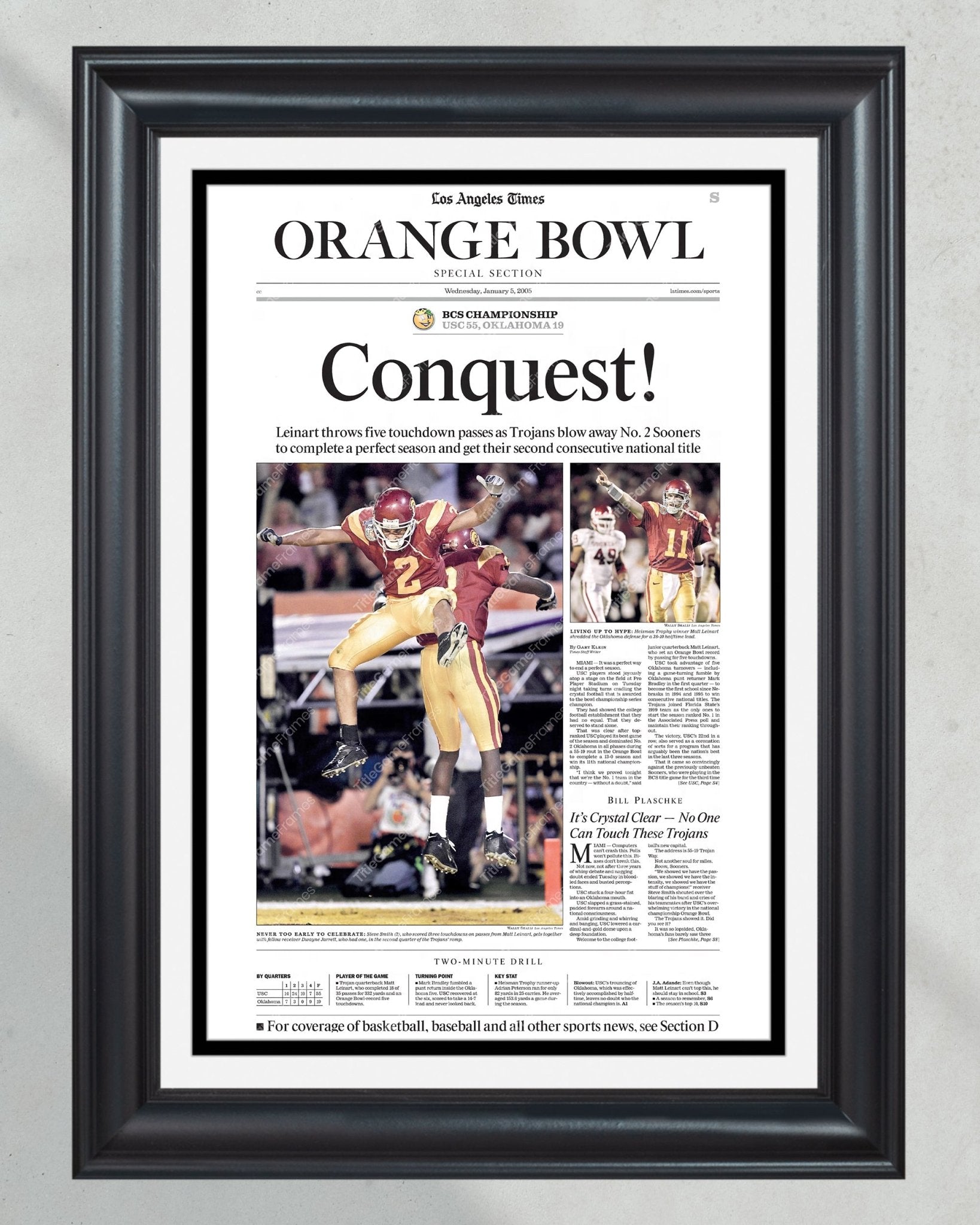 2004 USC Trojans NCAA College Football National Champions Framed Front ...