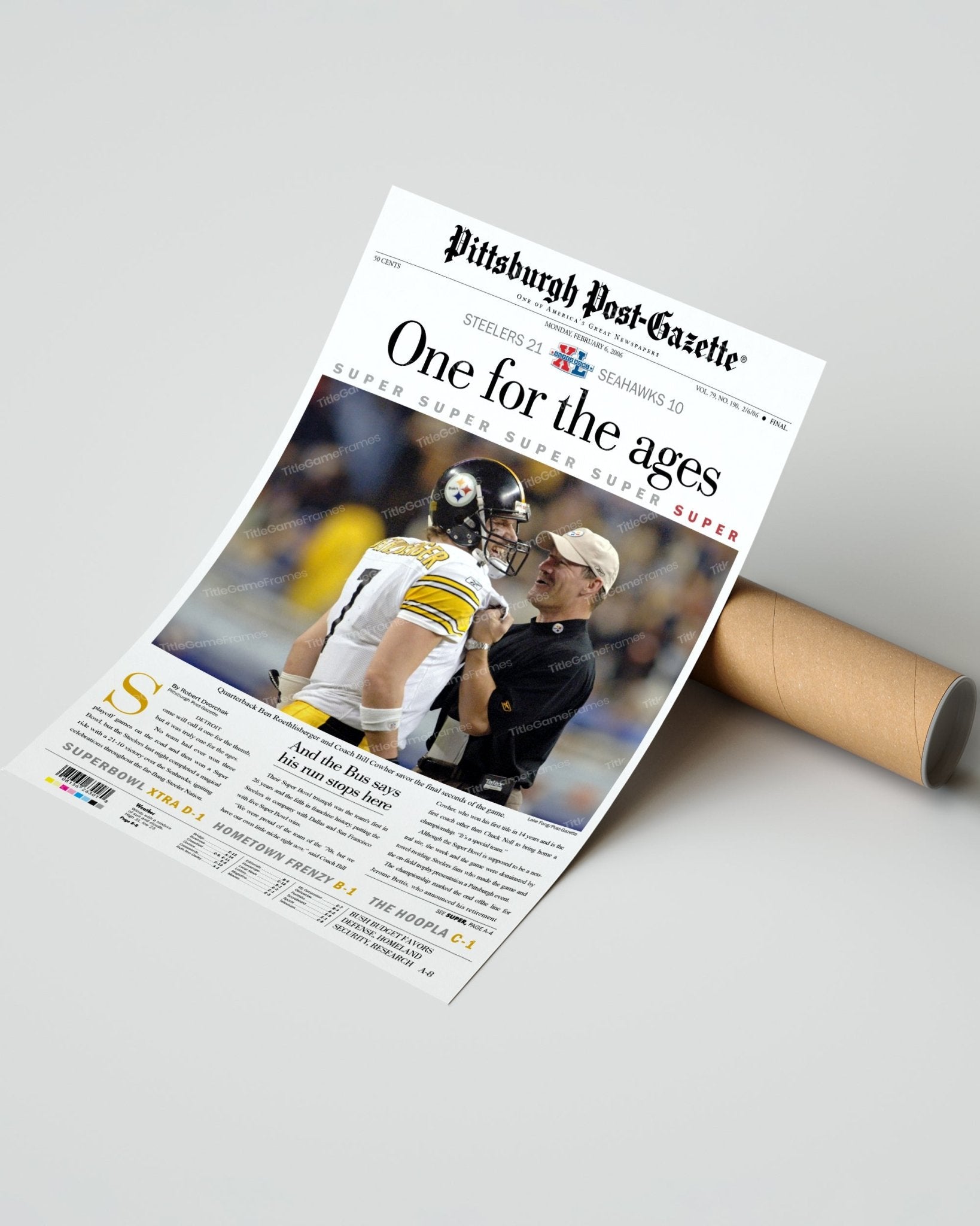 2006 Pittsburgh Steelers Superbowl XL Newspaper Cover Print - One for ...