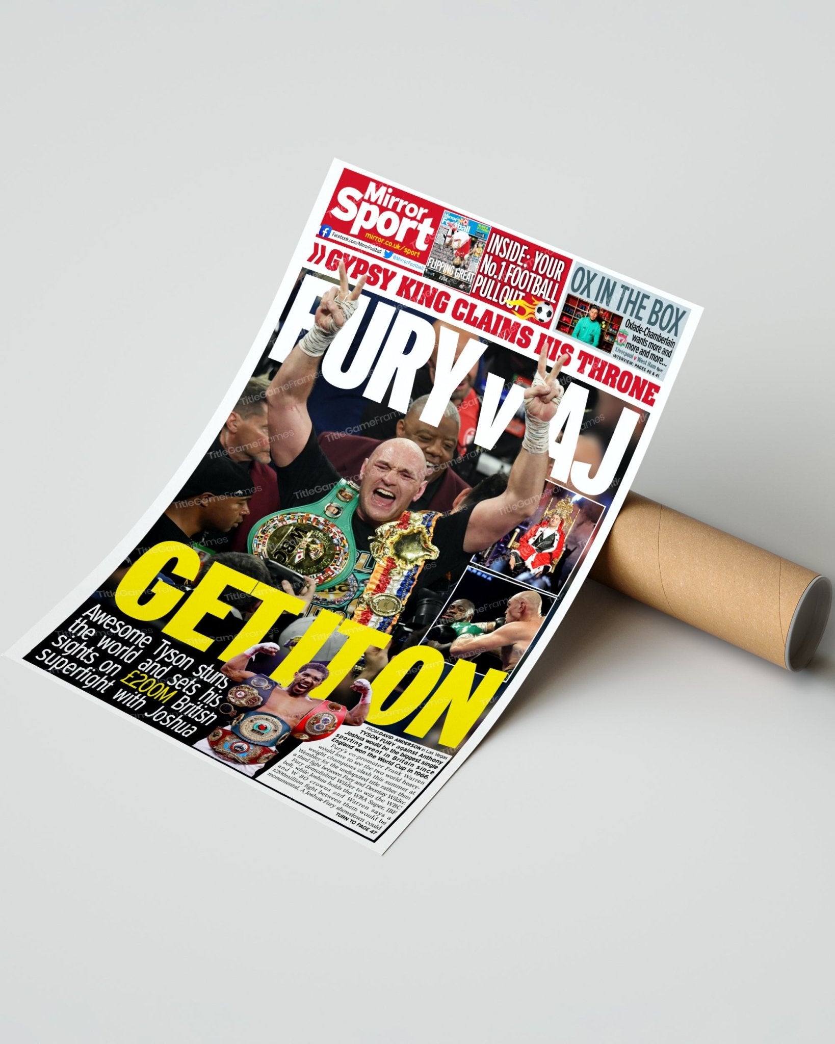 2020 Fury vs. Wilder Heavyweight Boxing Framed Newspaper Print – Title ...