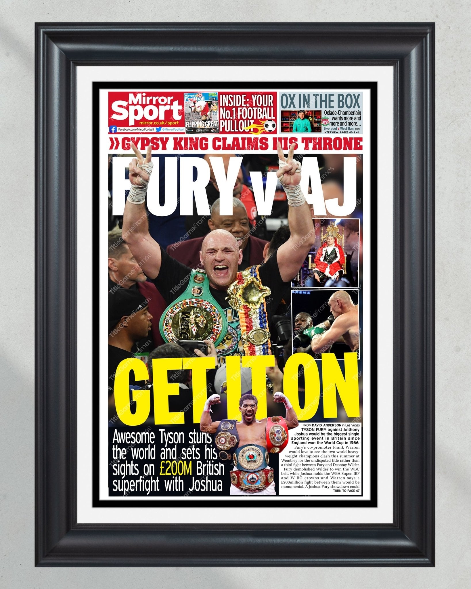 2020 Fury vs. Wilder Heavyweight Boxing Framed Newspaper Print – Title ...