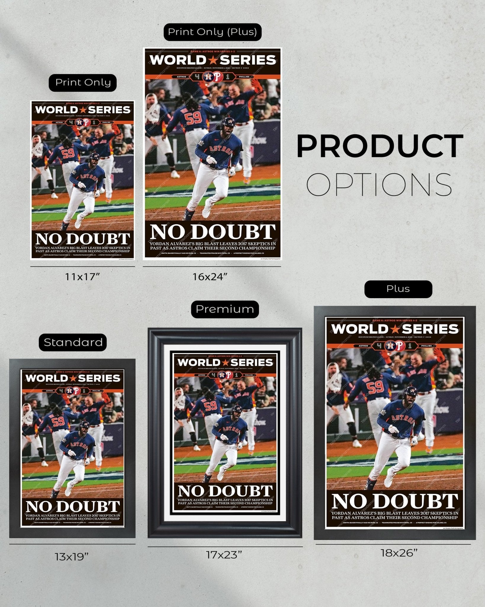 2022 Houston Astros “No Doubt” World Series Framed Front Page Newspape ...