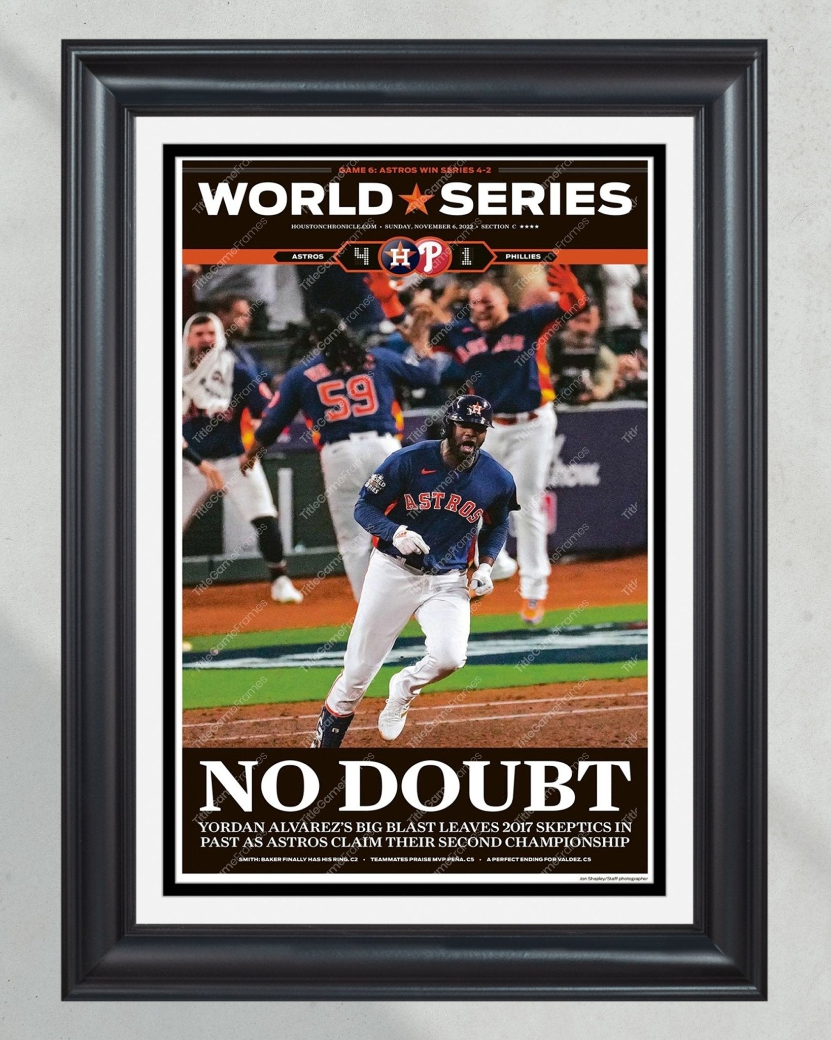 2022 Houston Astros “No Doubt” World Series Framed Front Page Newspape ...