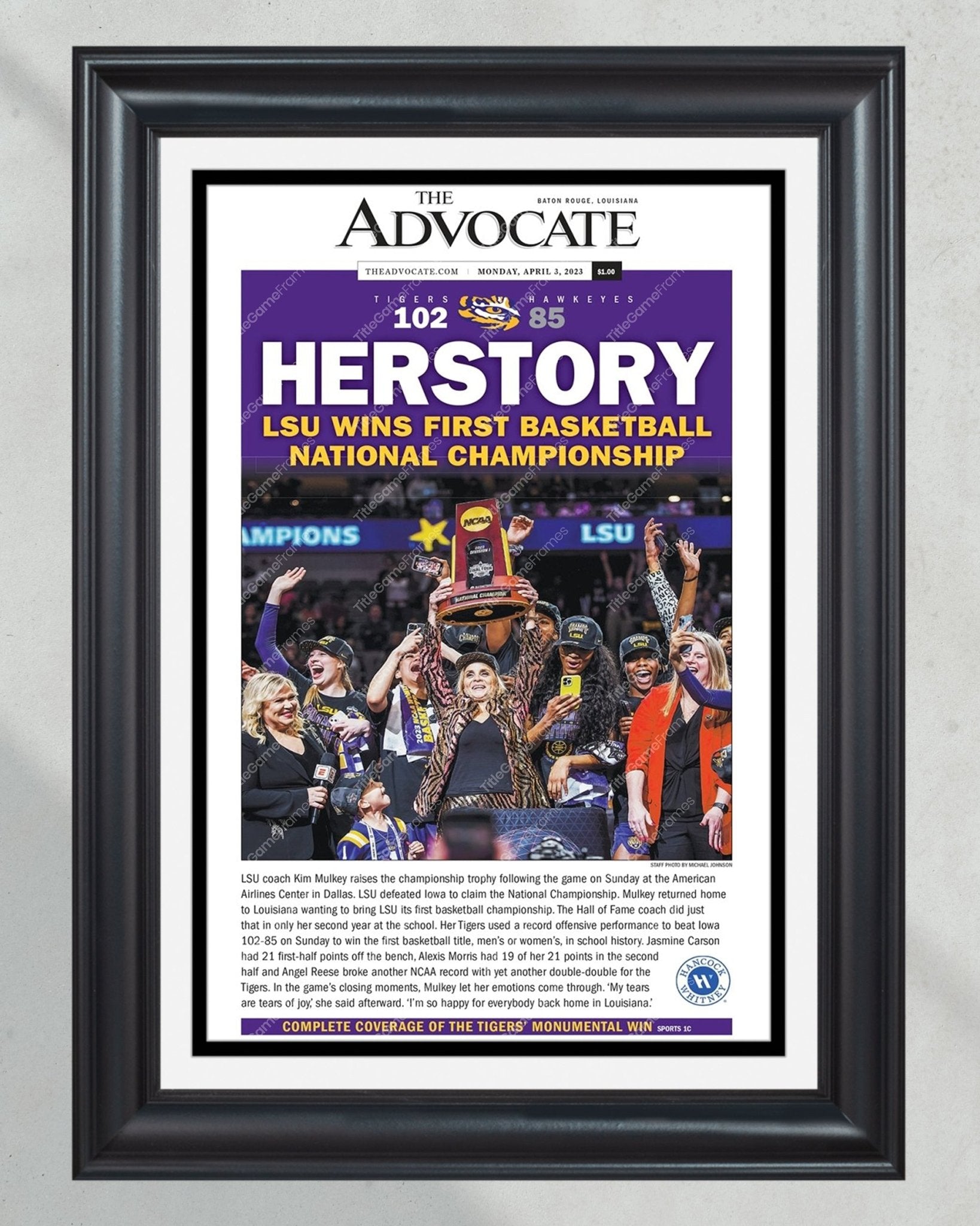 Louisiana LSU Tigers NCAA – Title Game Frames