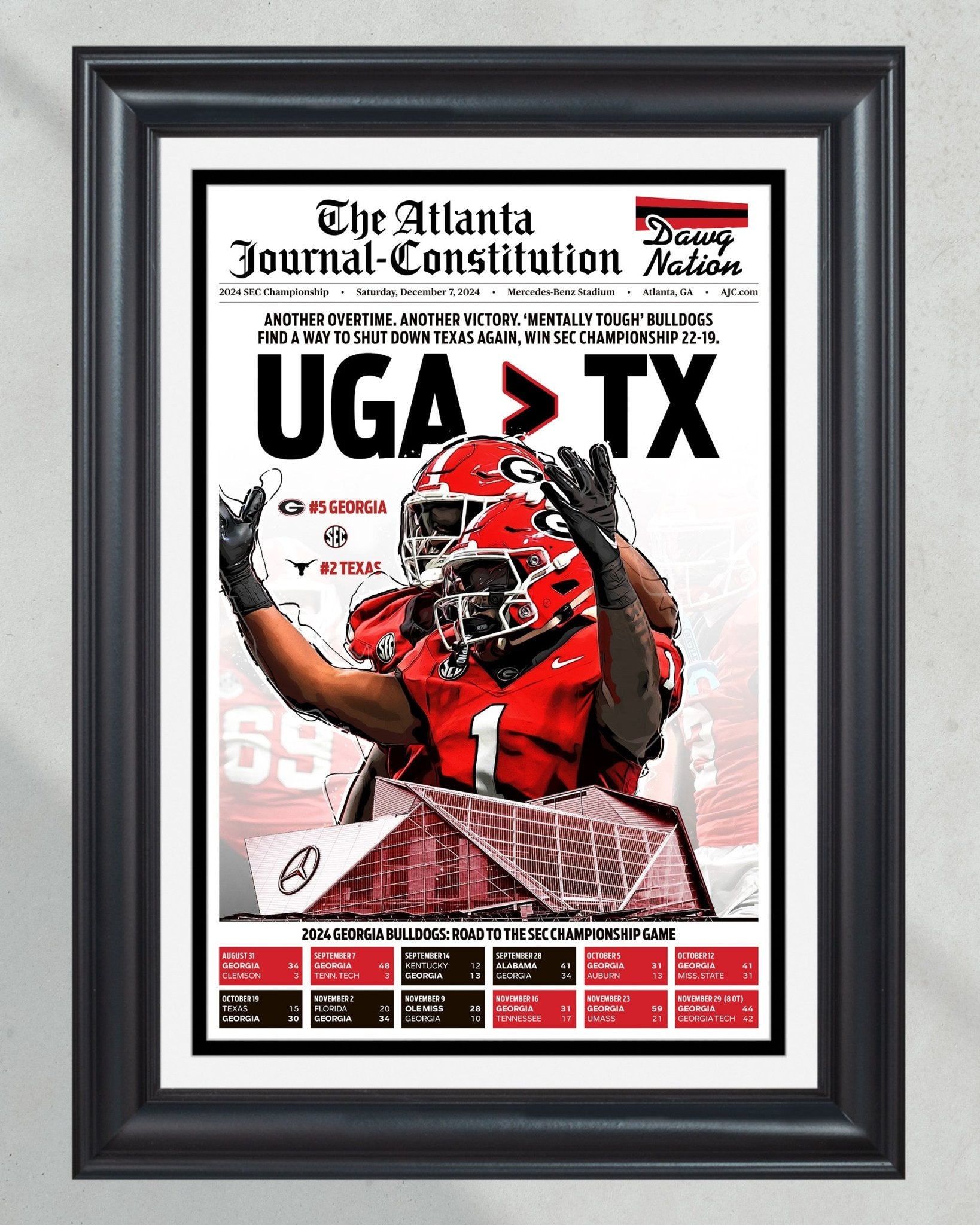 2024 Georgia Bulldogs SEC Champions - Framed Victory Newspaper ...