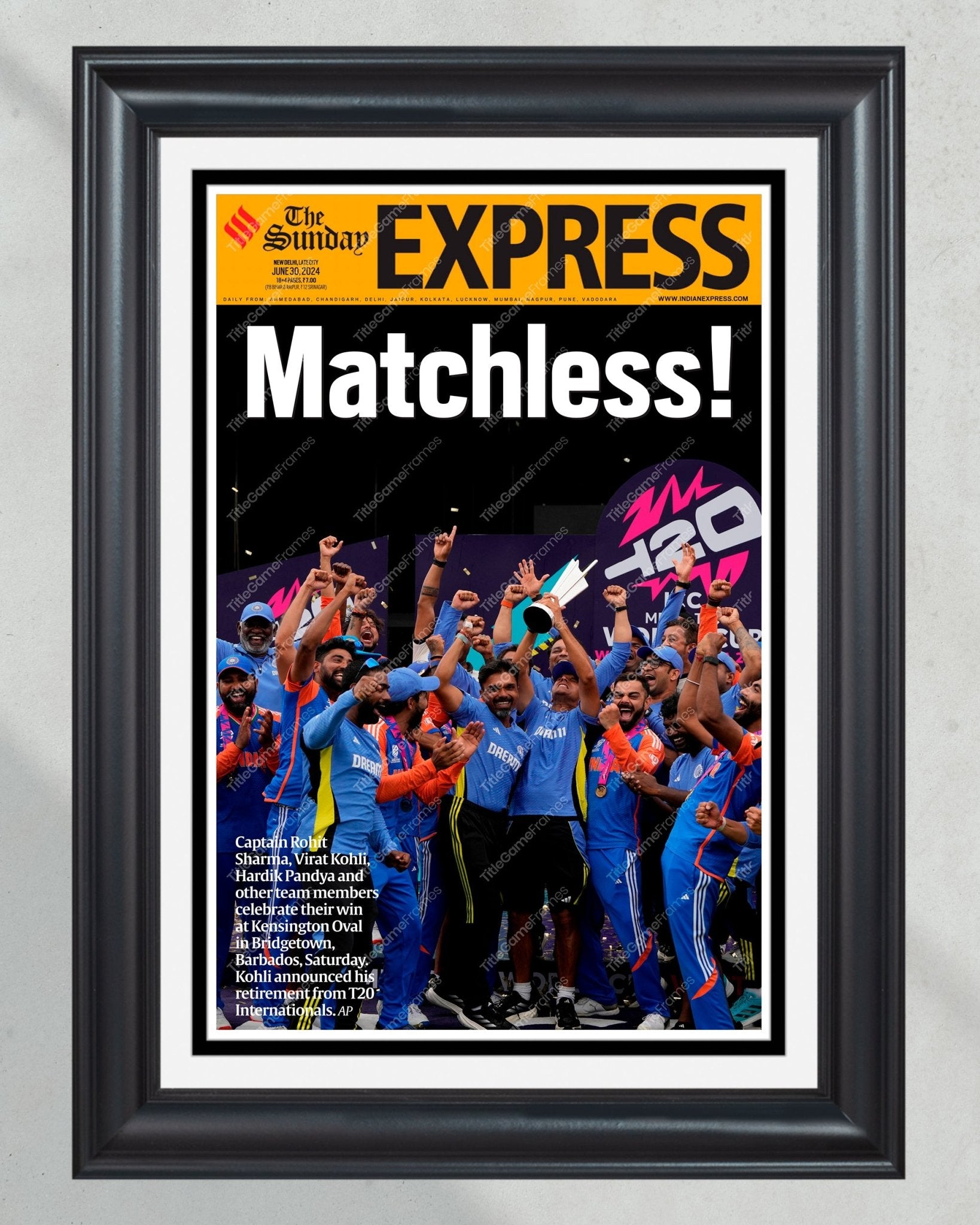 2024 T20 World Cup Champions - India's Triumph | 'Matchless!' Framed ...
