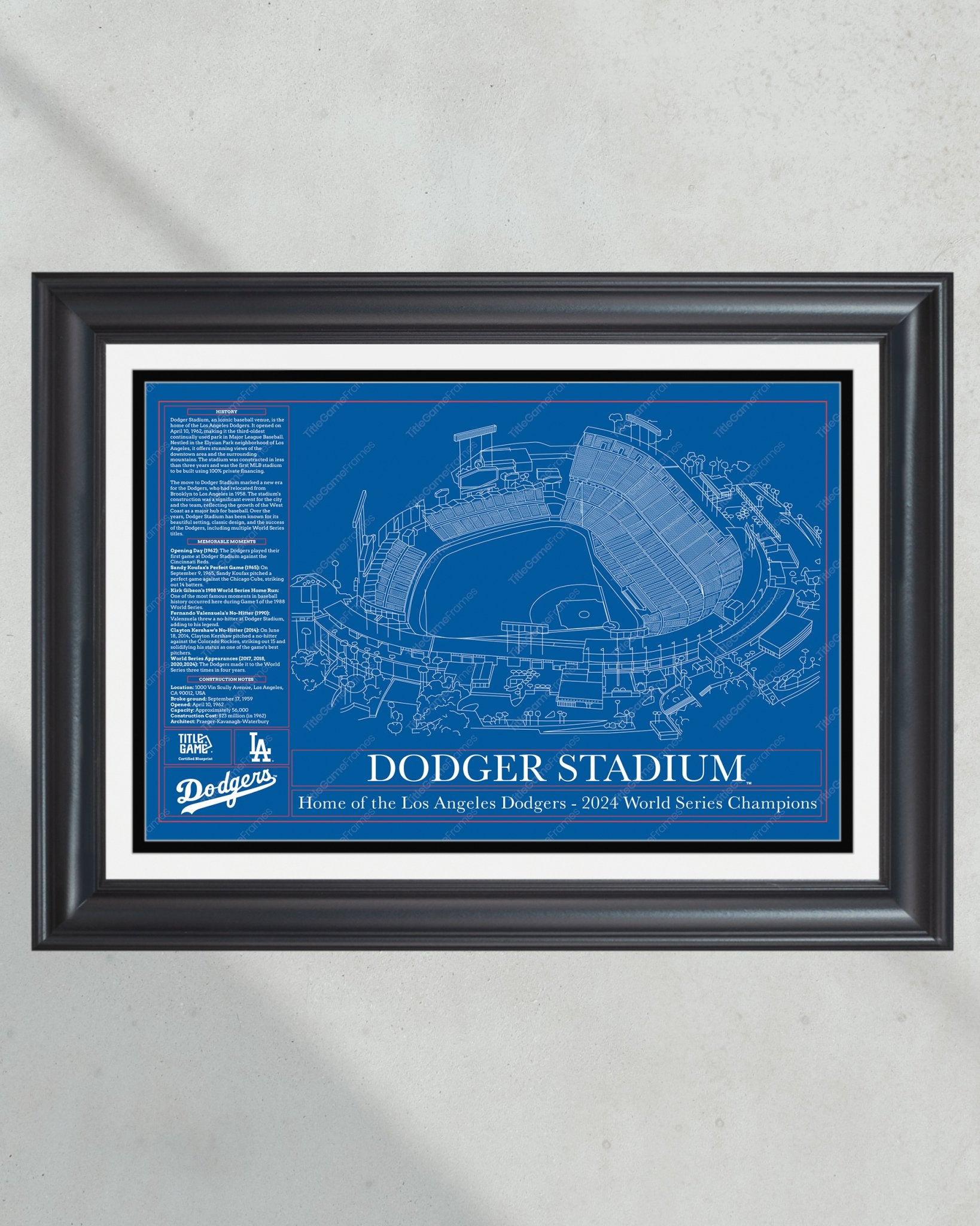 Los Angeles Dodgers Ballpark Stadium Blueprint – TitleGameFrames.com