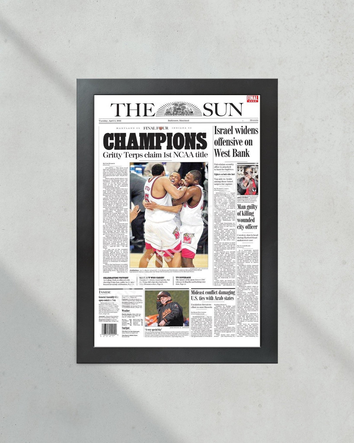 2002 Maryland Terrapins UMD NCAA College Basketball Champions Framed F ...