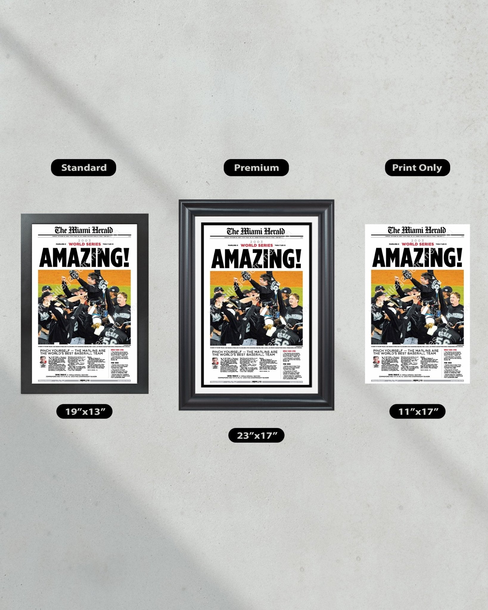 2003 Florida Miami Marlins World Series Champion Framed Newspaper Fron ...