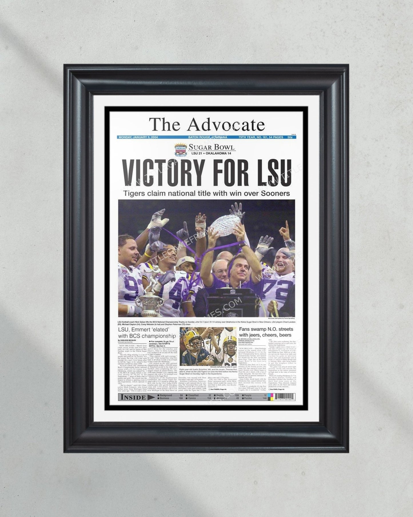 2003 LSU Tigers BCS Championship Framed Newspaper Print – Title Game Frames