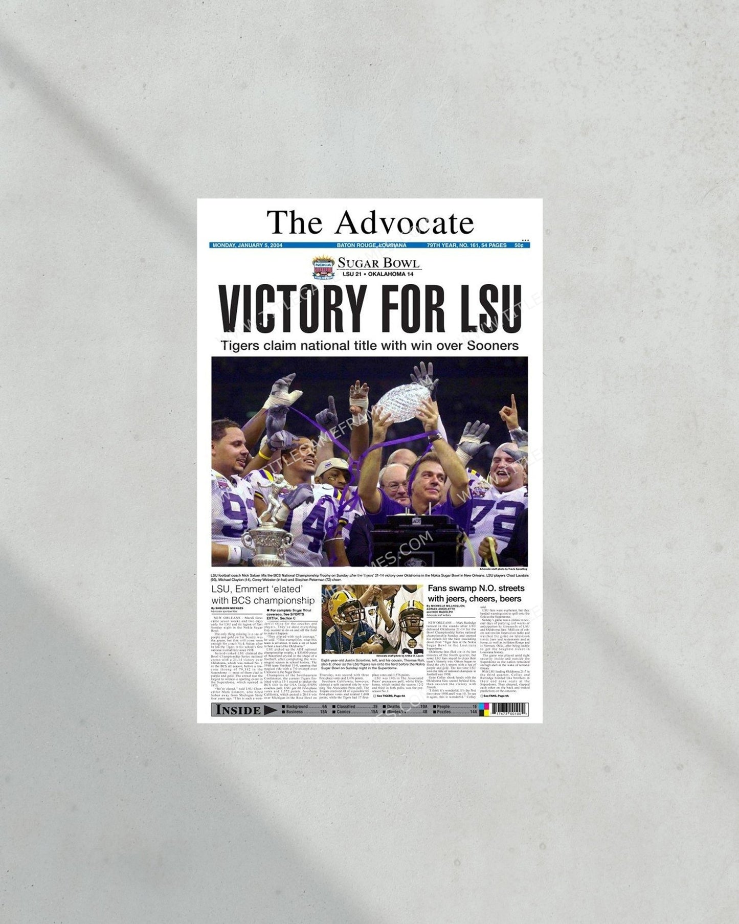 2003 LSU Tigers BCS Championship Framed Newspaper Print – Title Game Frames