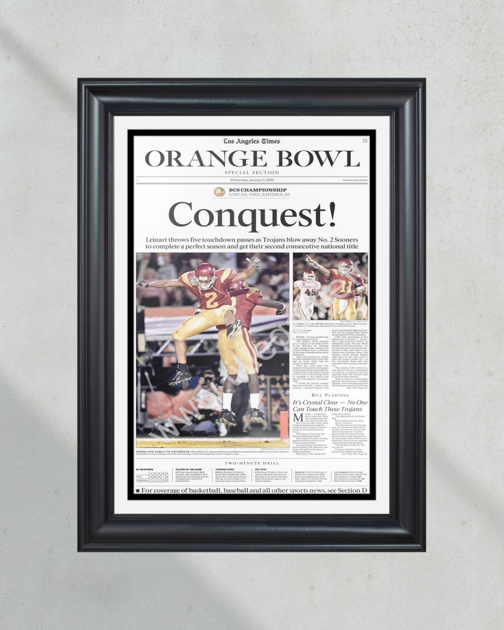 2004 USC Trojans NCAA College Football National Champions Framed Front ...
