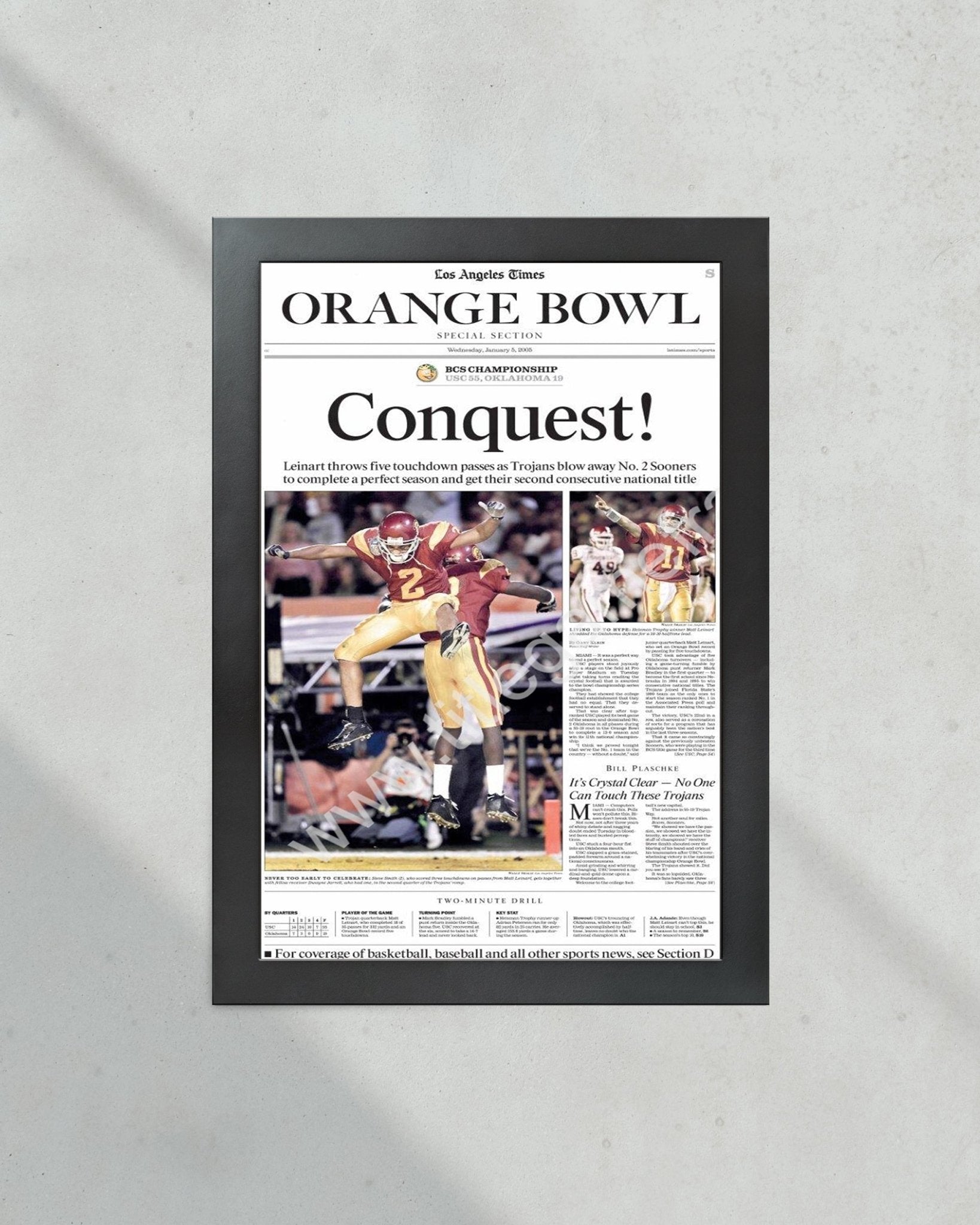 2004 USC Trojans NCAA College Football National Champions Framed Front ...