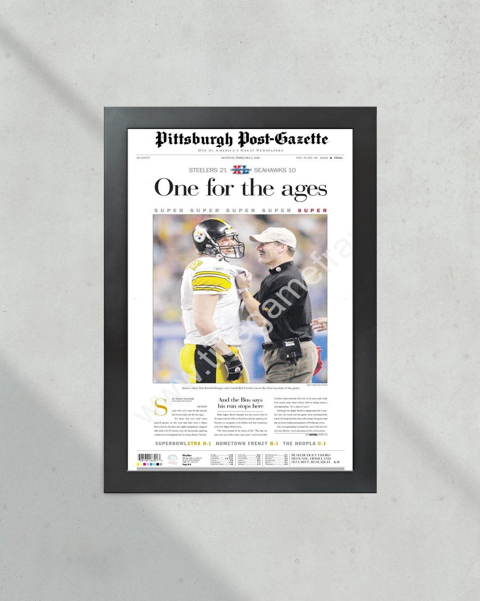 2006 Pittsburgh Steelers Superbowl XL Newspaper Cover Print - One for ...