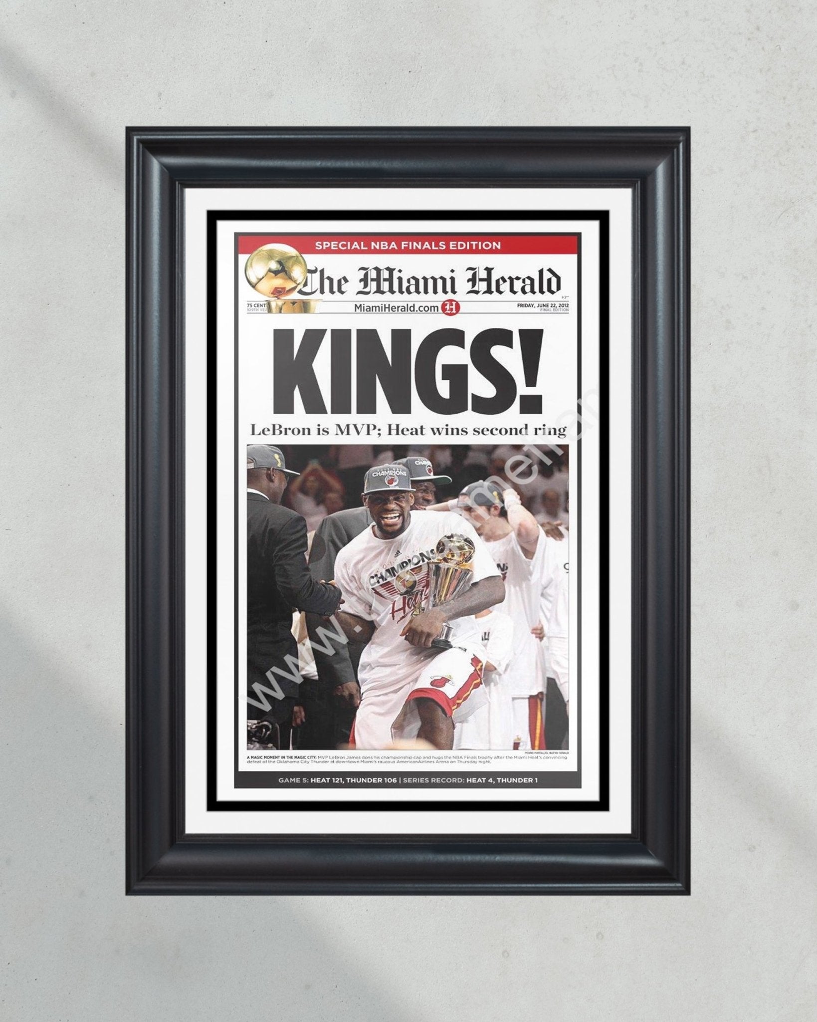2012 Miami Heat NBA Champions Framed Newspaper Front Page Print Lebron ...