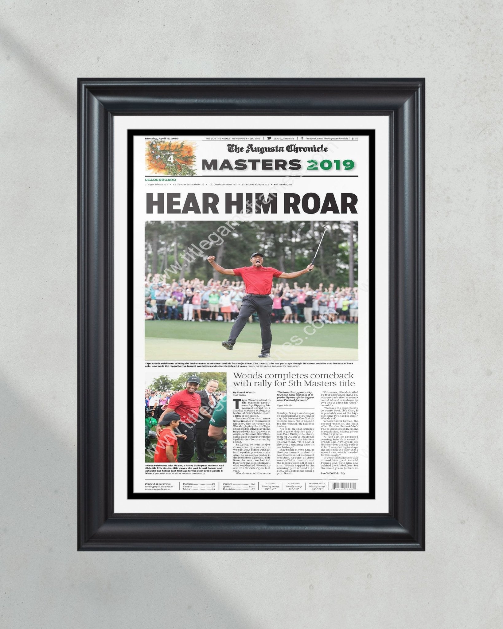 Golf Memorabilia | Shop Handmade Newspaper Headlines & Photo Frames ...