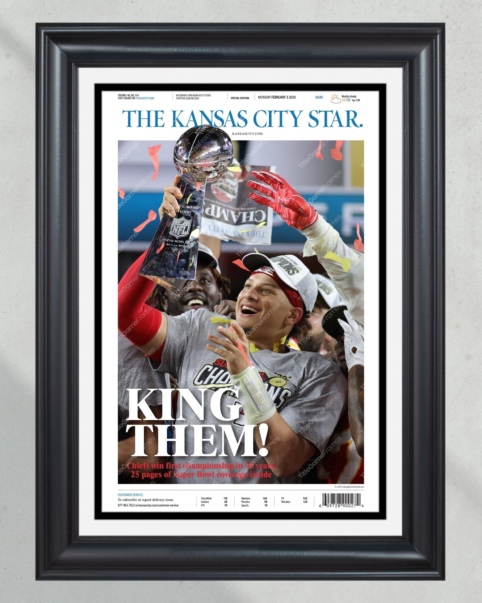 Shop Kansas City Chiefs NFL Front Page Newspaper Frames | Game Frames ...