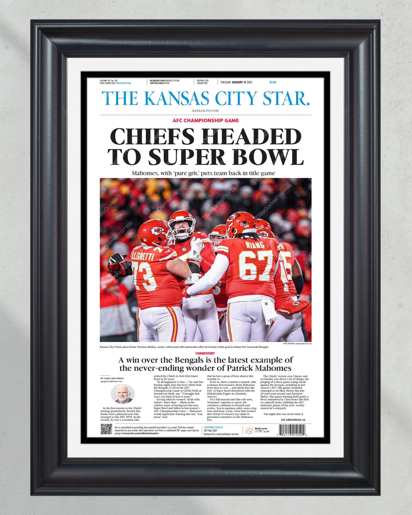 Shop Kansas City Chiefs NFL Front Page Newspaper Frames | Game Frames ...